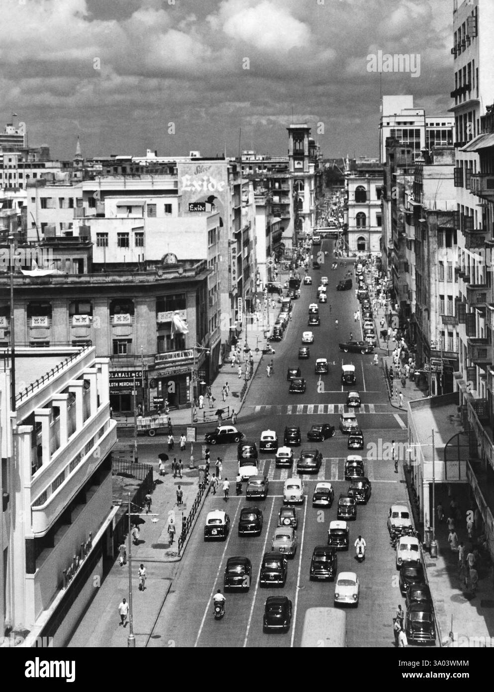 Top view of Bow bazaar street at Calcutta, West Bengal, India 1940's ...