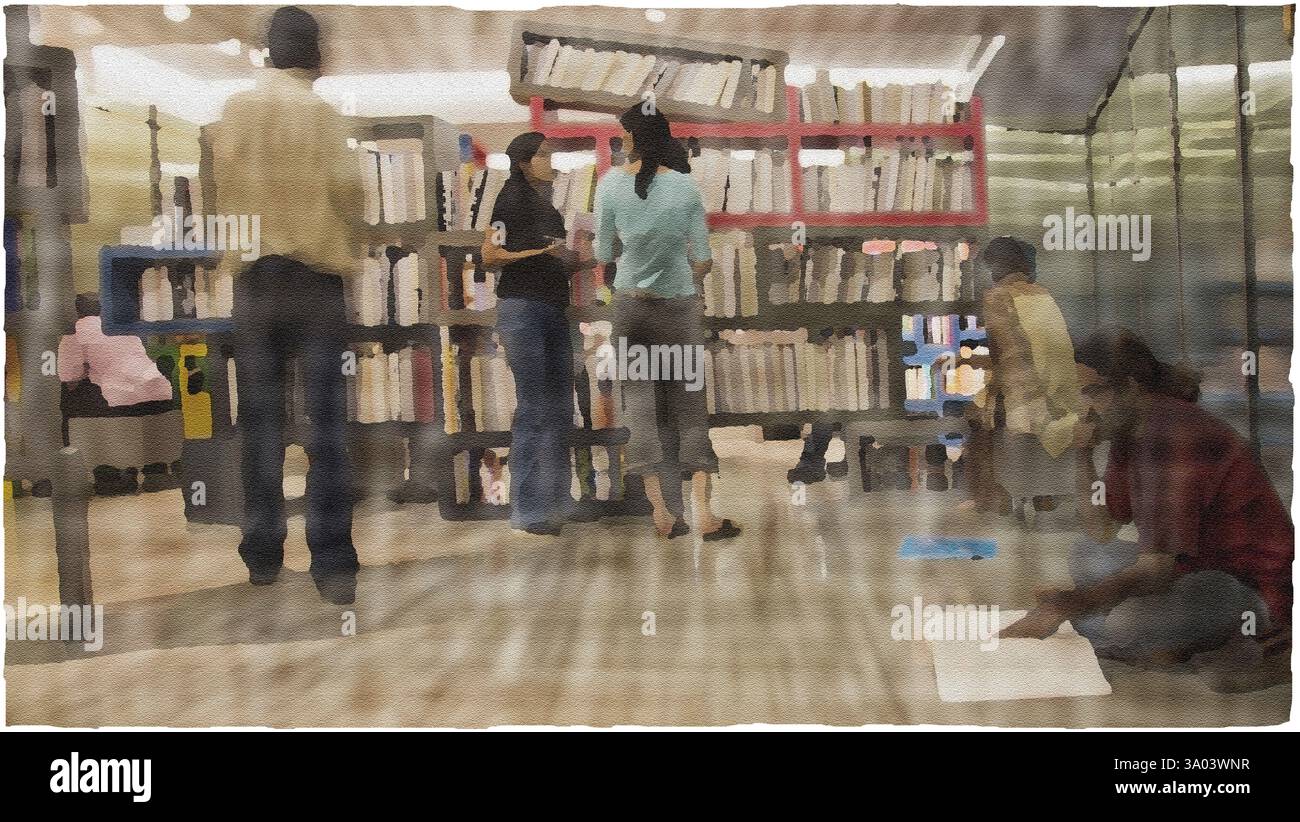 Interior of Library, People reading books, Bombay Mumbai, Maharashtra ...