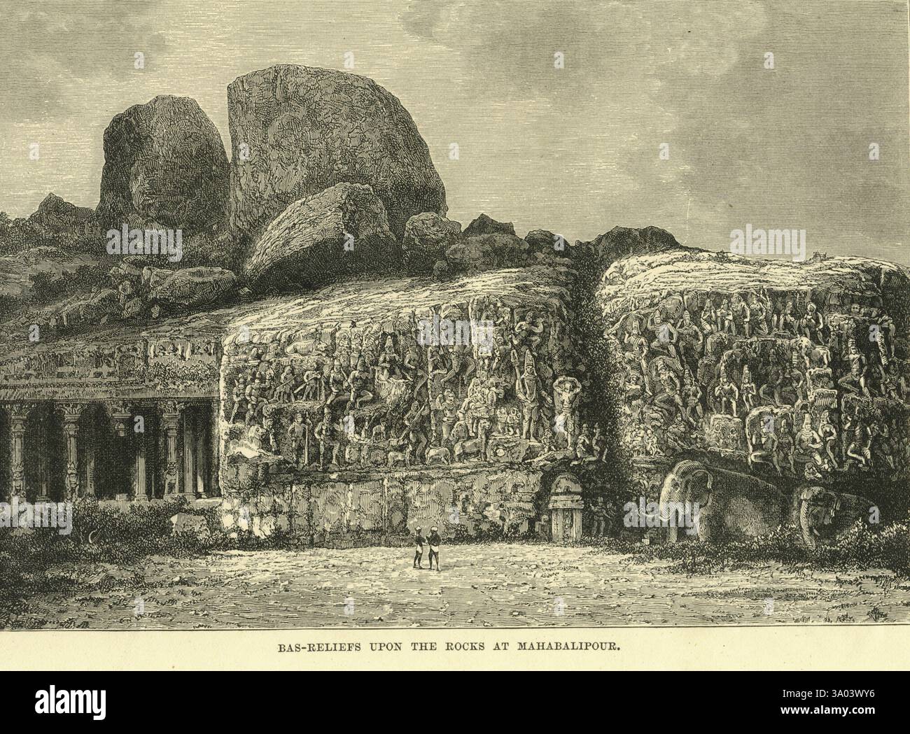 Catholic community Bas Relief upon rocks at Mahabalipour, Mahabalipuram ...