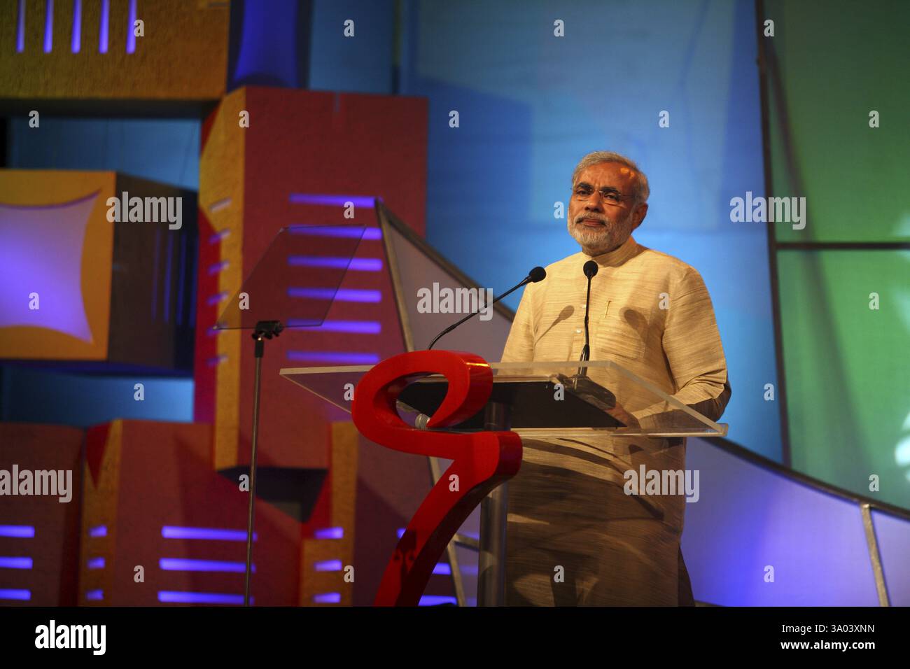 Narendra Modi, chief minister of Gujarat addressing large gathering of ...