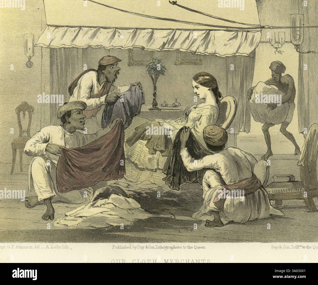 Colonial Indian images, our cloth merchants, India, Asia Stock Photo ...