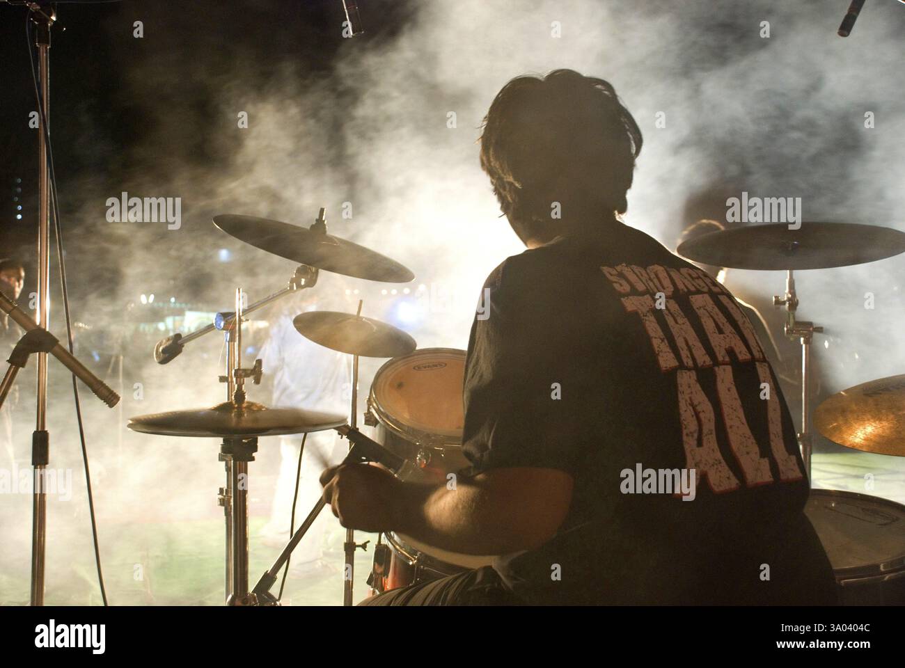 Rock show drummer NO MR Stock Photo - Alamy