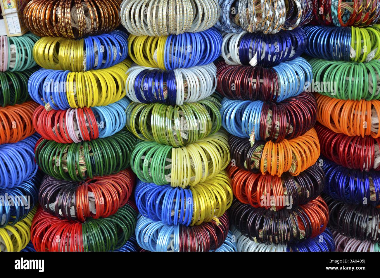 Glass bangles of different colours Jodhpur Rajasthan India Asia Stock ...