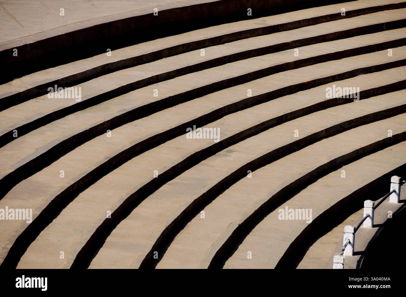 Sitting arrangement of a ground steps like shadow pattern, India, Asia ...