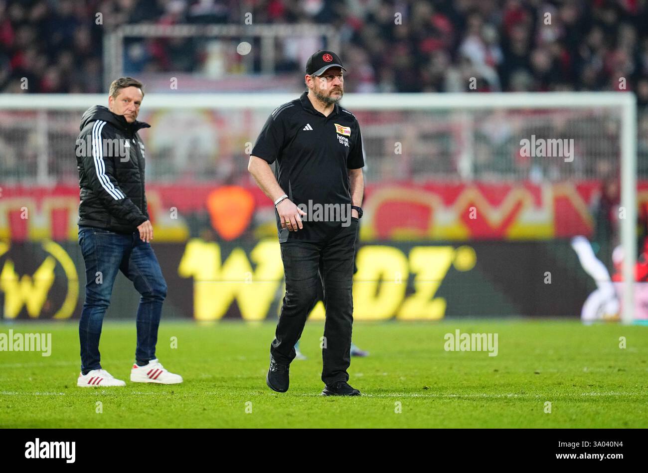 March 02 2025: Steffen Baumgart of 1.FC Union Berlin gestures during a 1. Bundesliga game, Union ...