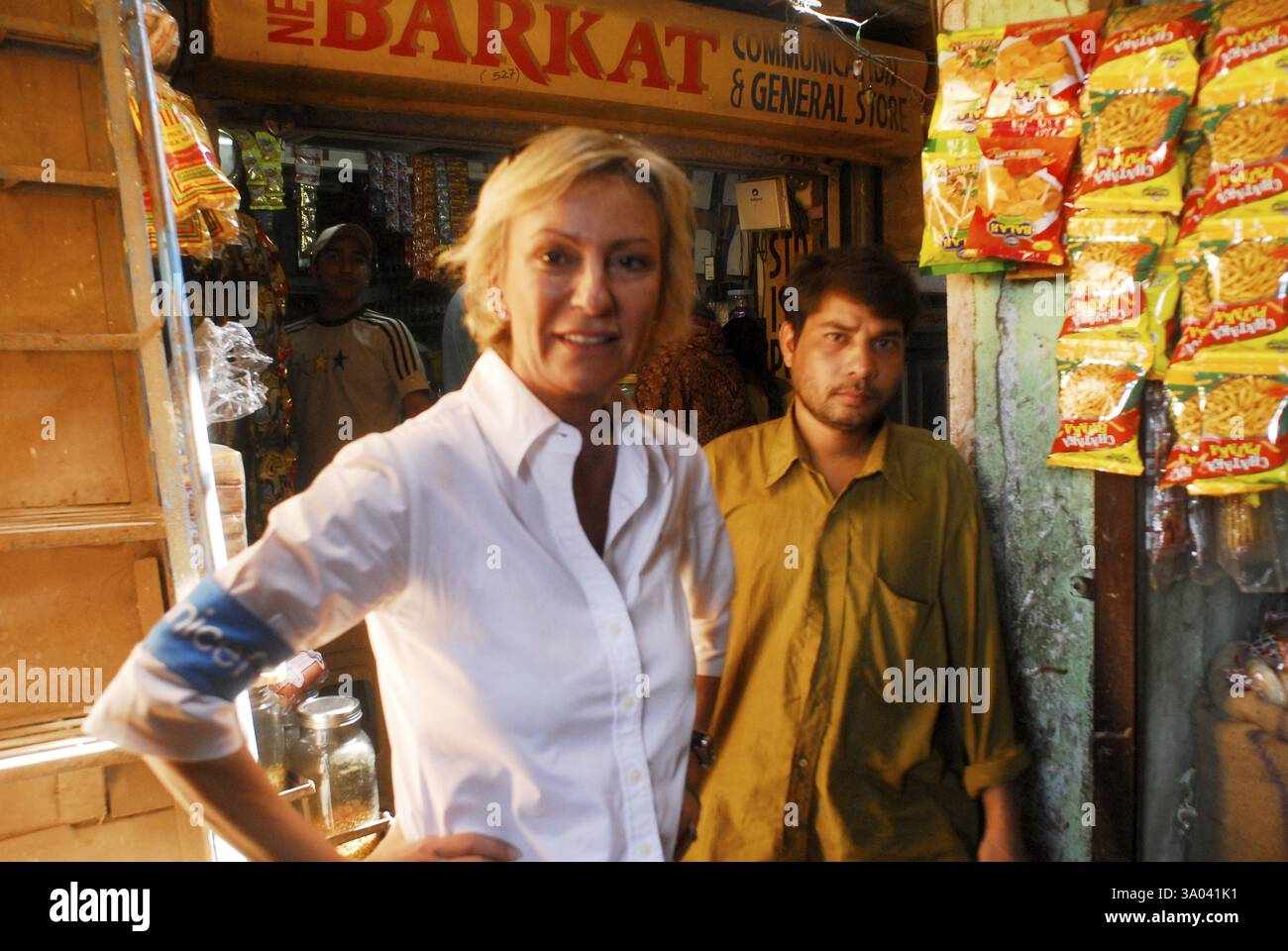 Sabine Christiansen looking at camera, Amrae an NGO at Nehru Nagar ...