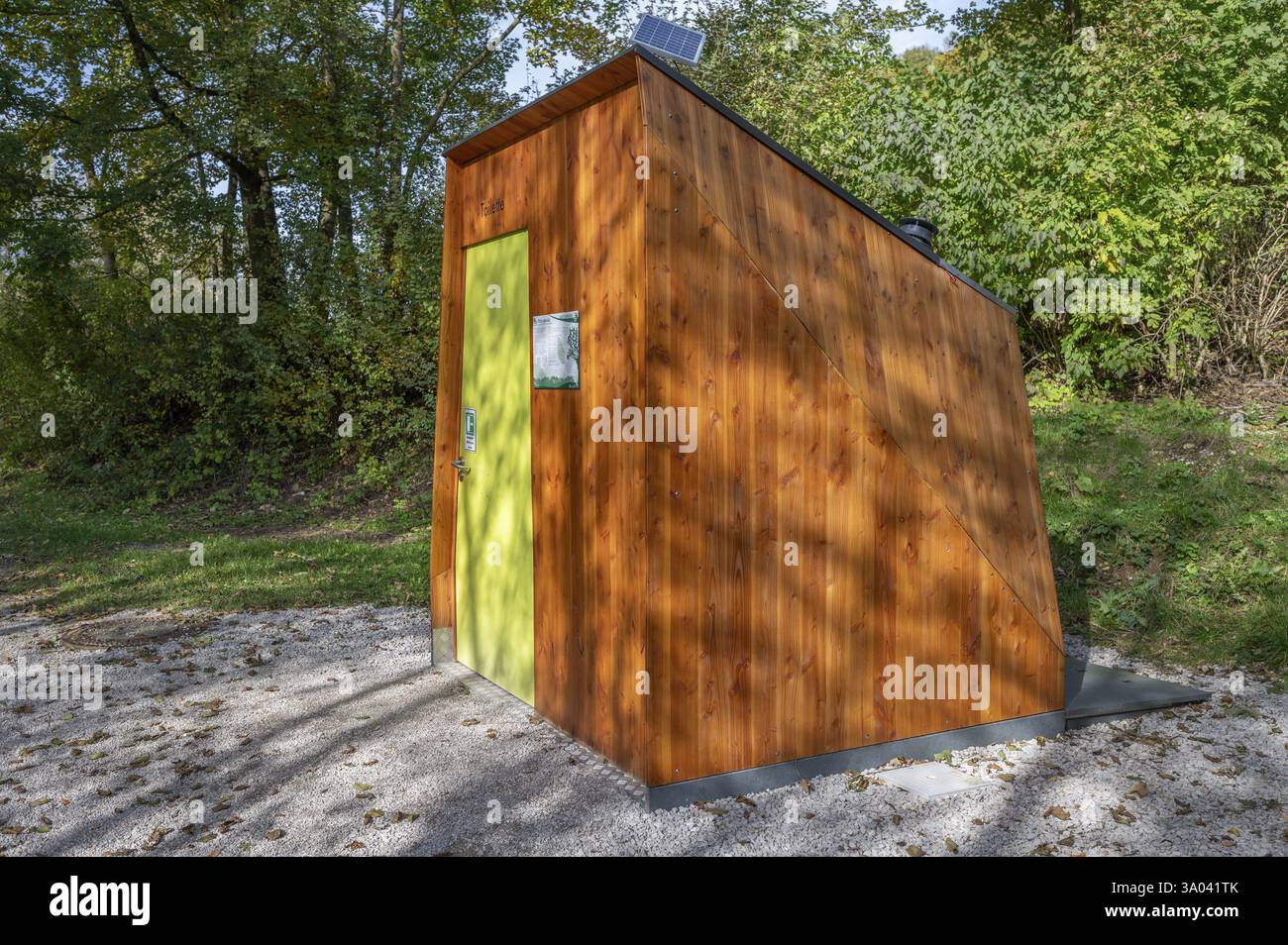 Newly built self-cleaning toilet on a hiking trail, Ehgloffstein, Upper ...