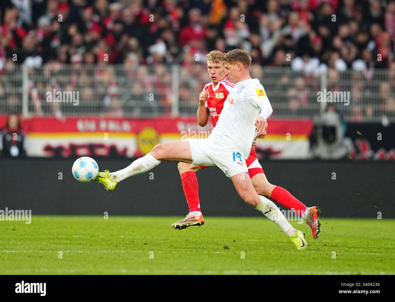March 02 2025: Phil Harres of Holstein Kiel controls the ball during a ...