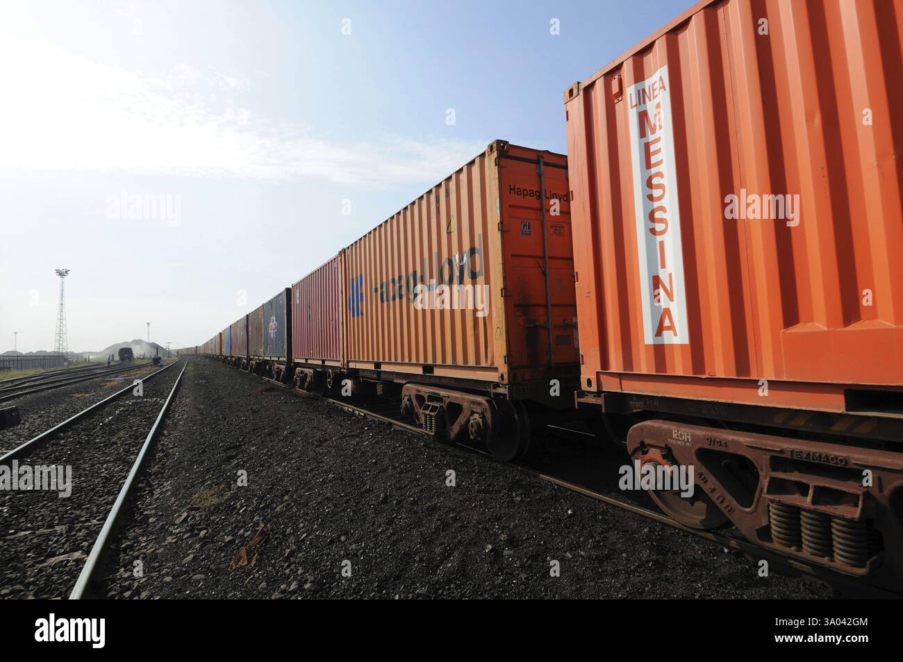 Container of goods train at Adani Power, Mundra, Kutch, Gujarat, India ...