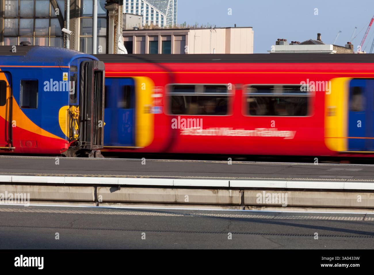 London Waterloo station, London, UK. South Western Railway class 455 ...