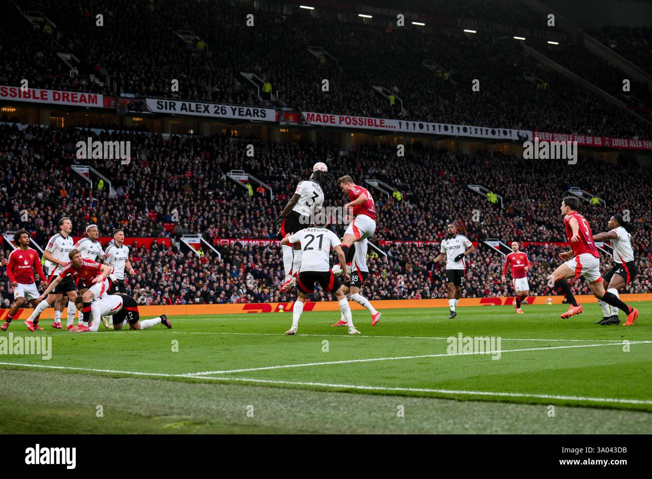 Calvin Bassey of Fulham heads clear during the Emirates FA Cup 5th ...