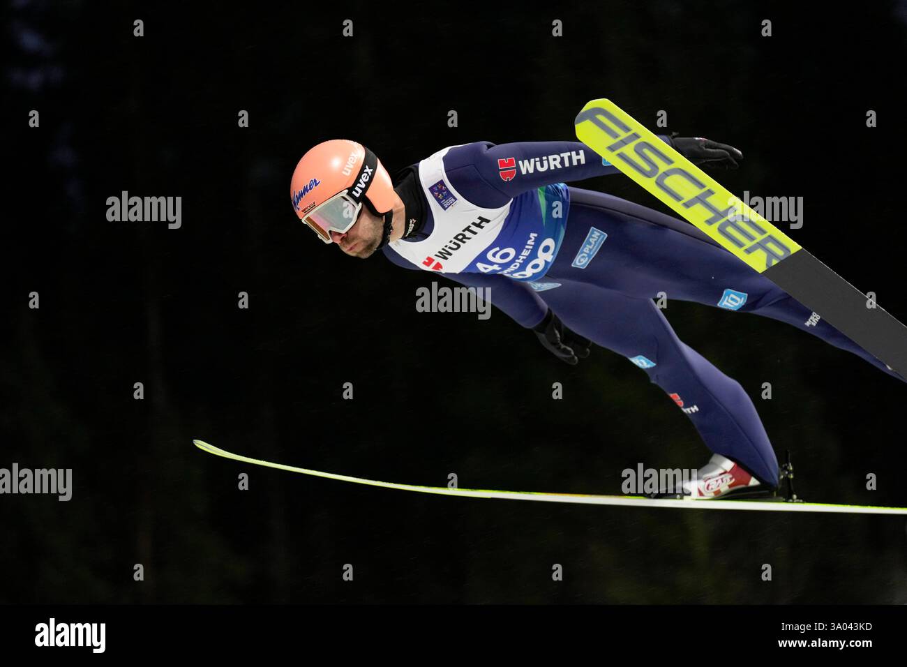 Pius Paschke, of Germany, soars through the air during his first round ...