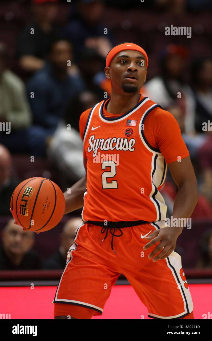 March 1, 2025: Syracuse Orange guard J.J. Starling (2) looks for an ...
