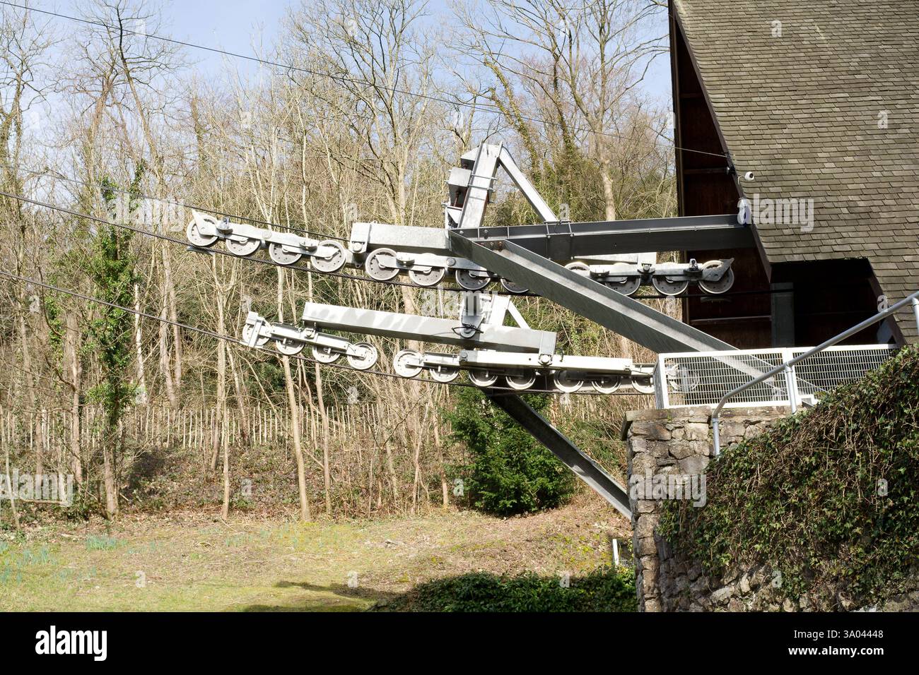 Cable car pulley system at Matlock Bath, Derbyshire, UK Stock Photo - Alamy