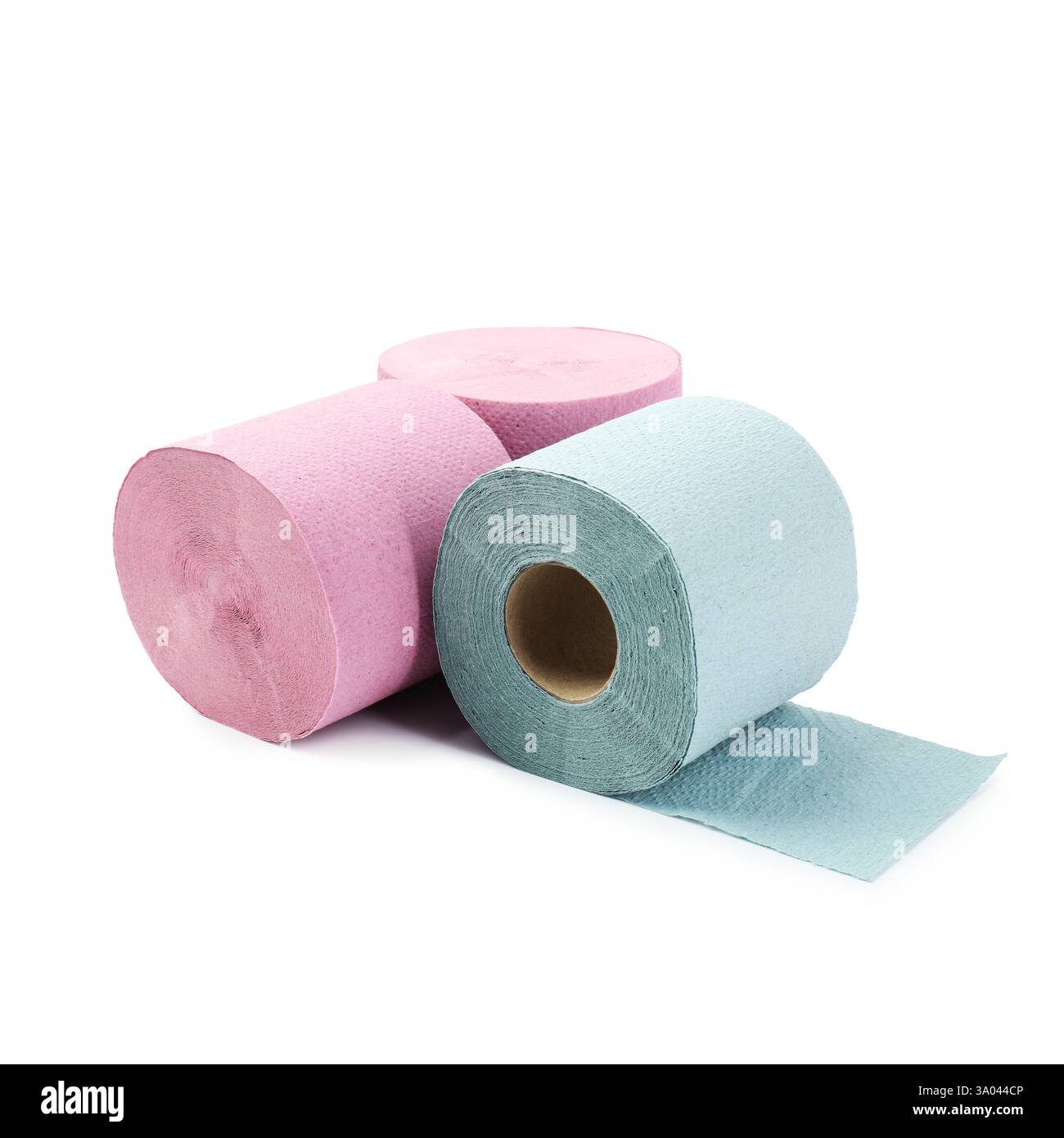 Colorful toilet paper rolls isolated on white Stock Photo - Alamy
