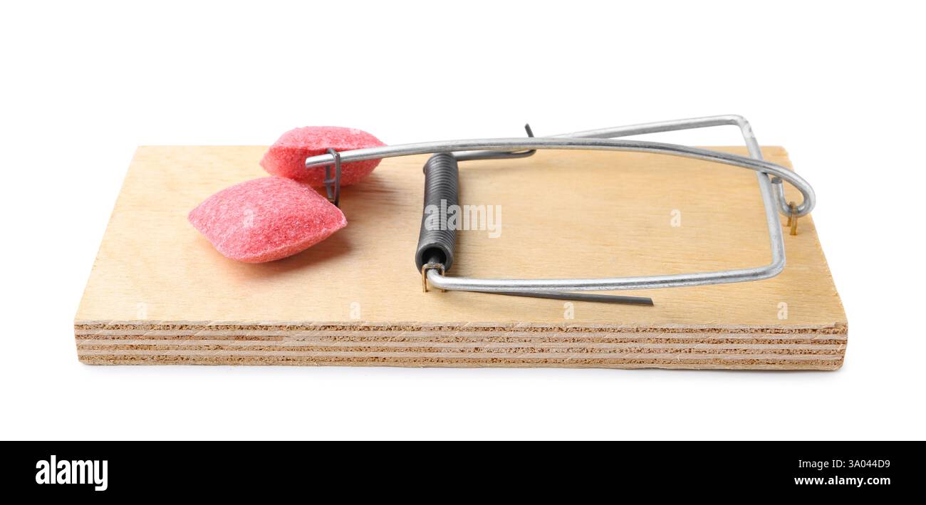 Mouse trap with rat poison isolated on white Stock Photo - Alamy