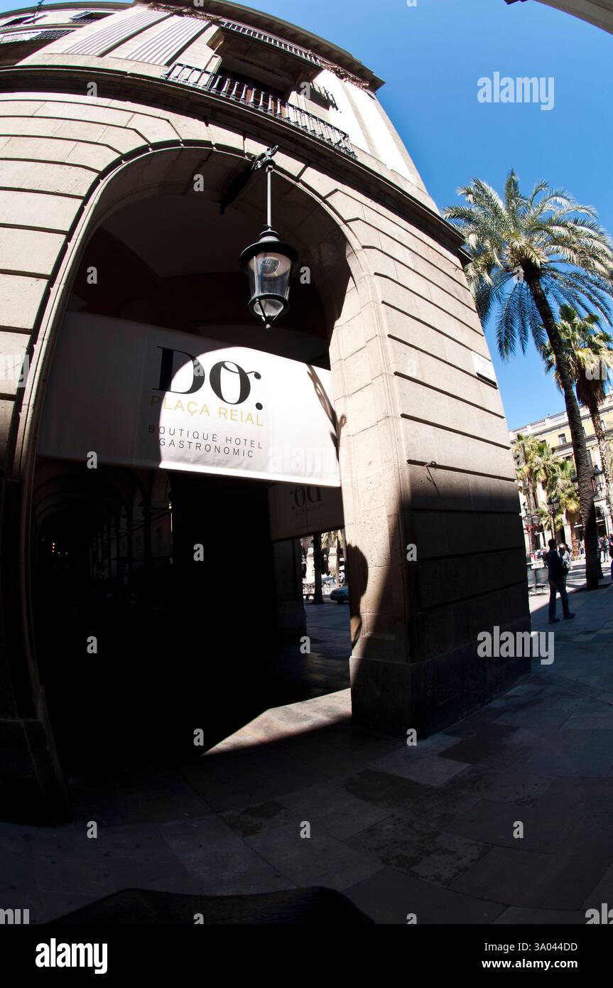 Arcades of the buildings of Plaza Real in Barcelona, Gothic Quarter ...
