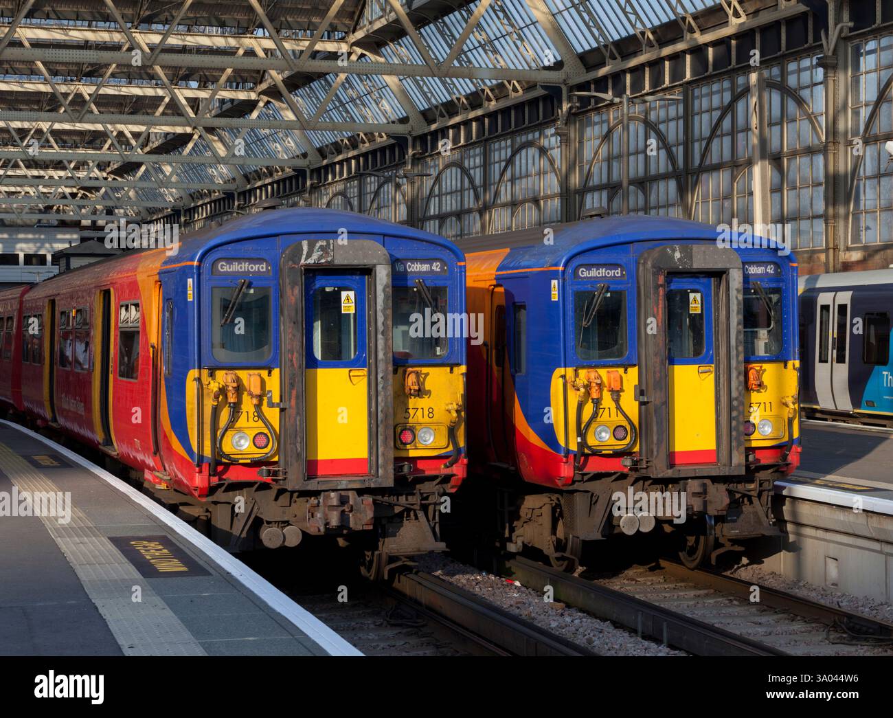South Western Railway class 455 suburban commuter trains at London ...