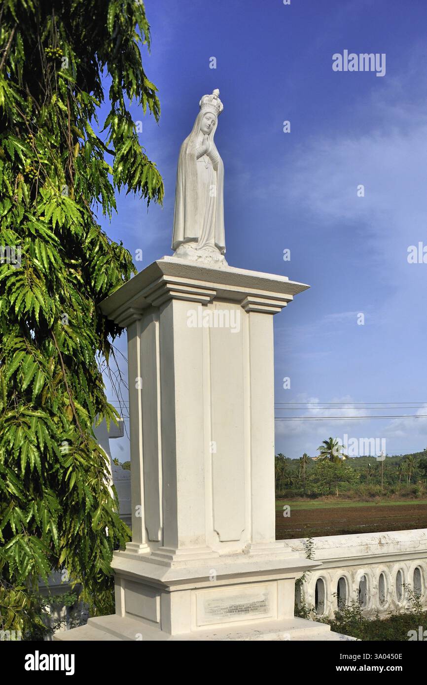 Statue of mother mary in front of Saligaon church, Saligaon near Mapuca ...