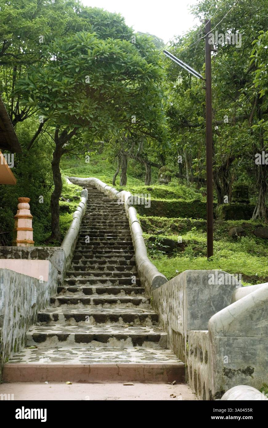 Lord dattatraya's temple, stone steps, Chaul taluka, Alibaug district ...
