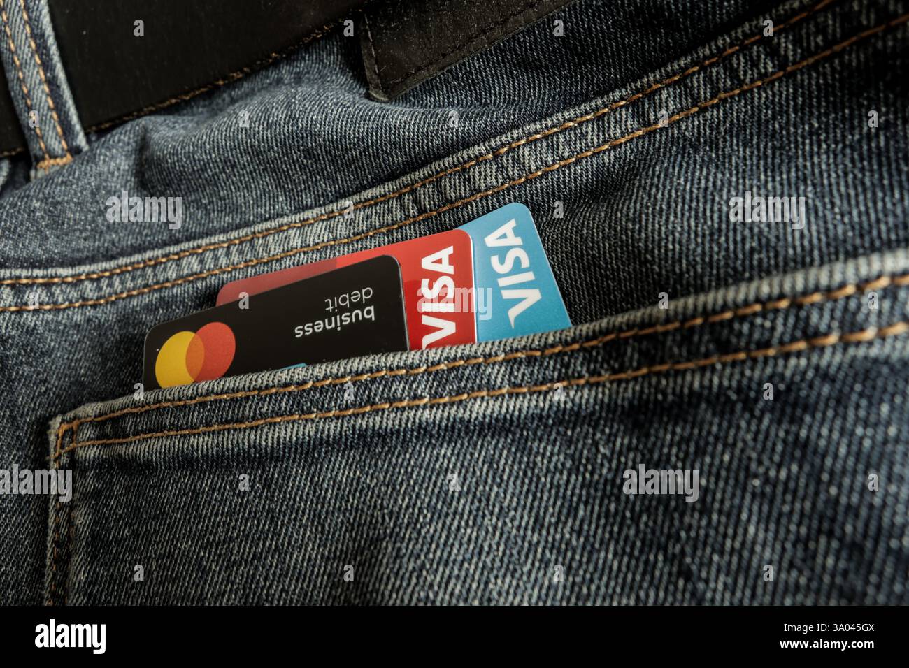 Venice, Italy - February 22, 2025: Credit cards from VISA and ...