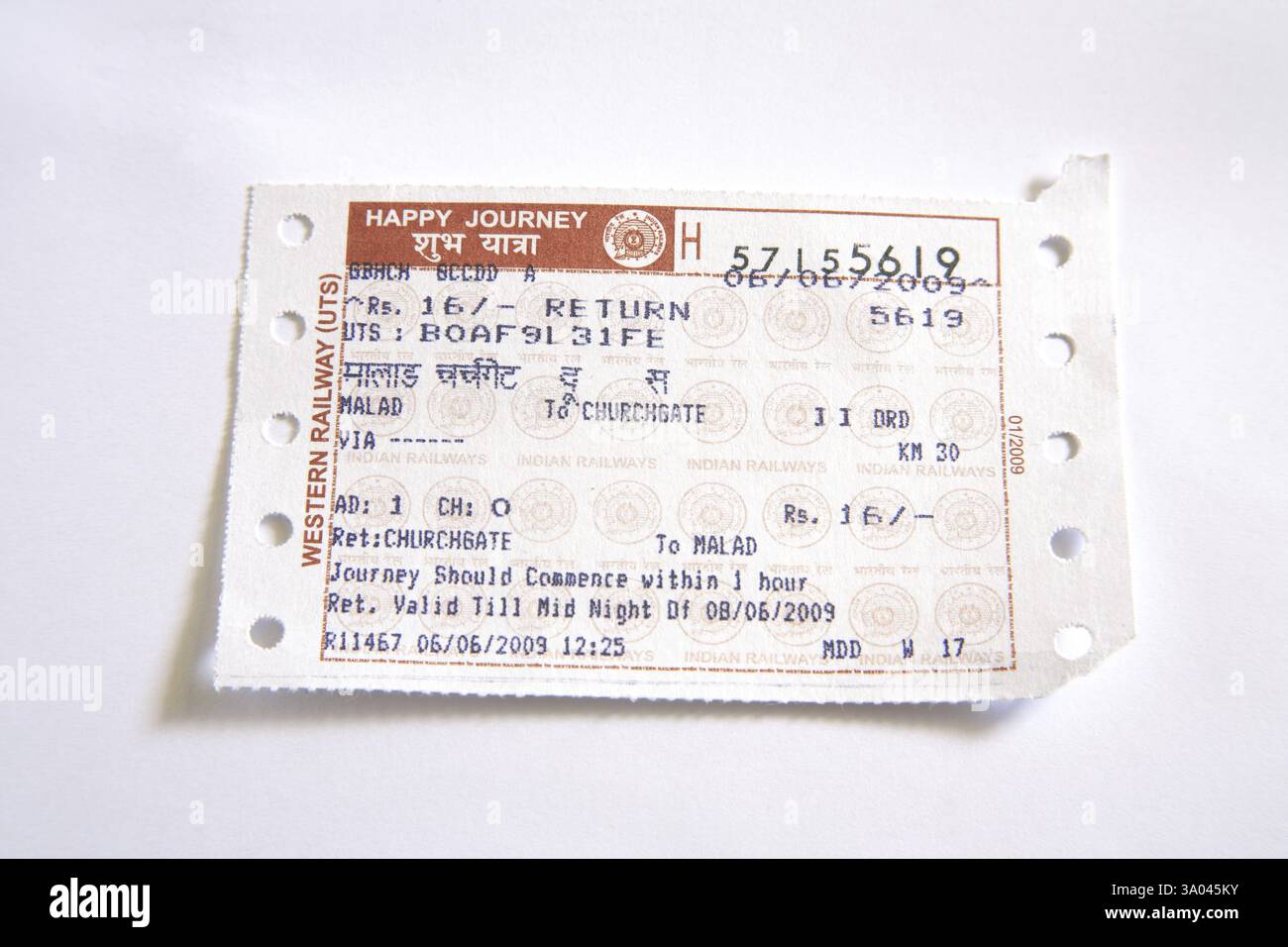 Local train ticket, Bombay Mumbai, Maharashtra, India, Asia Stock Photo ...