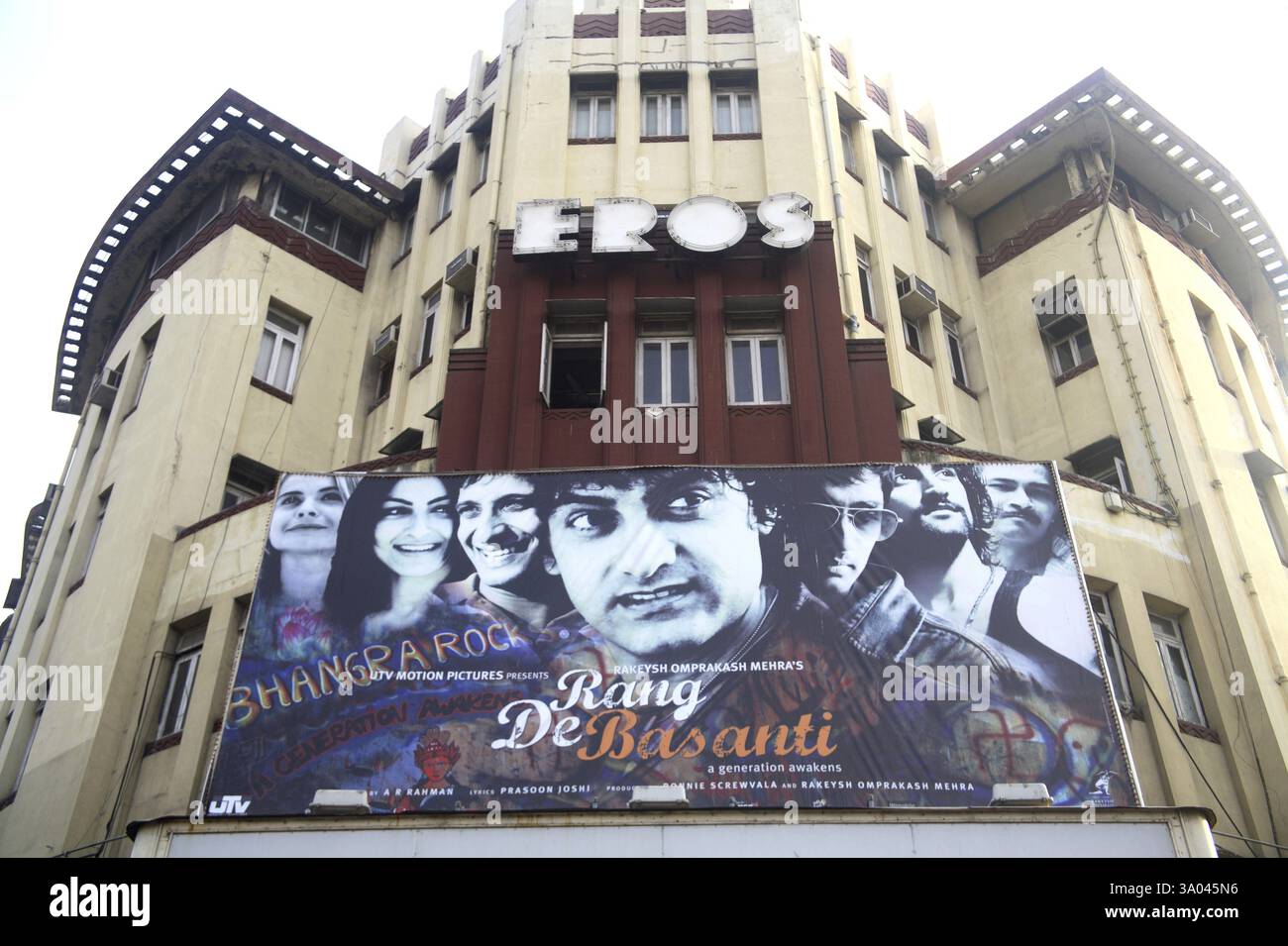 Eros theater, movie hall, cinema hall, showing Indian film Rang de ...