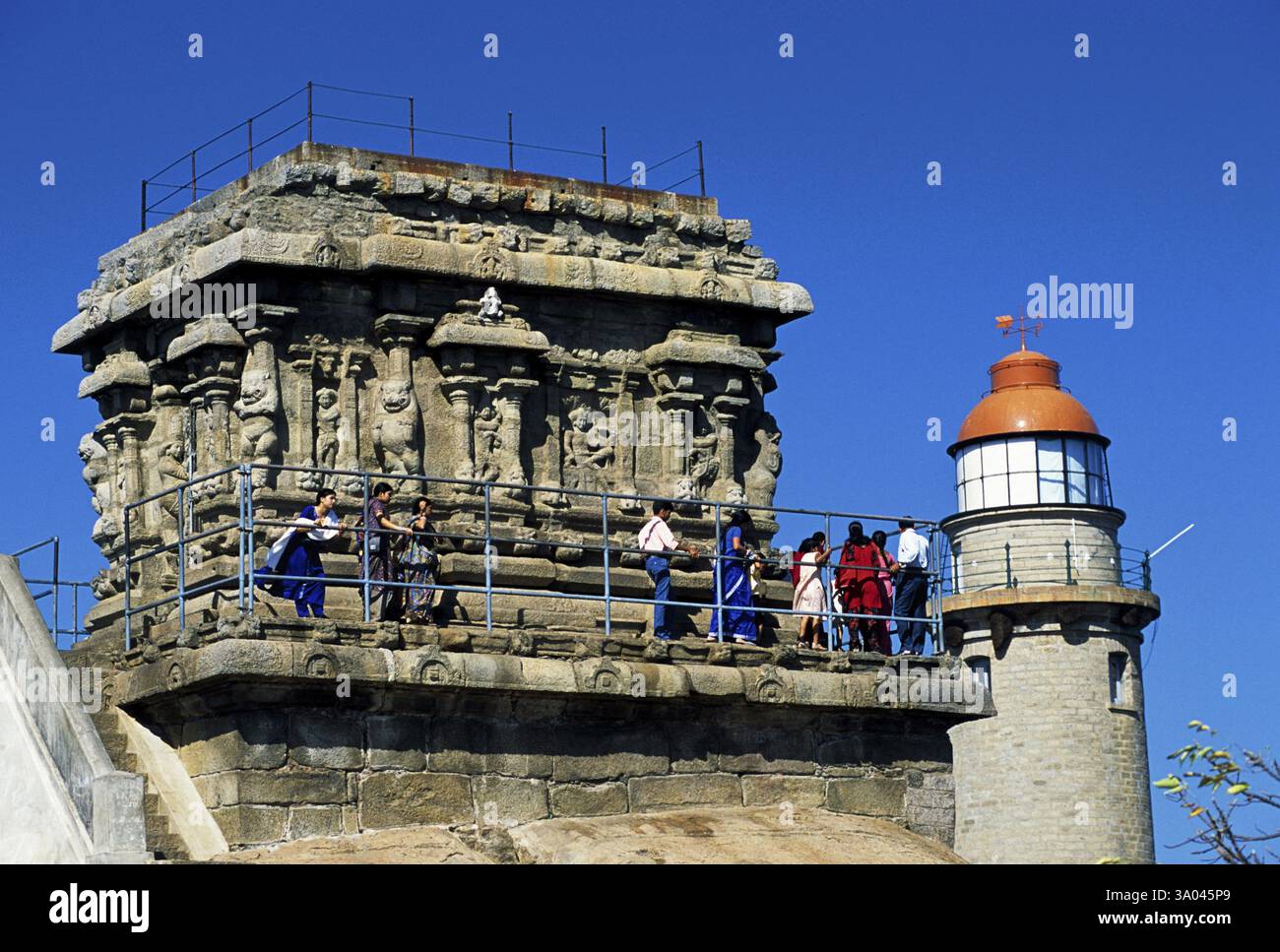 Olakkanatha temple with old and new lighthouse in Mahabalipuram ...