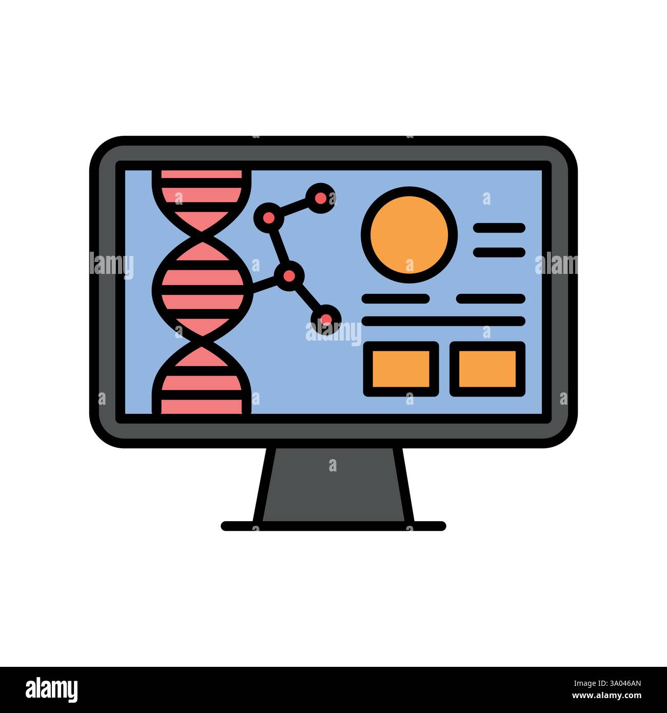 Bioinformatics Color Line Icon Vector Isolated Element Editable Stroke Stock Vector Image