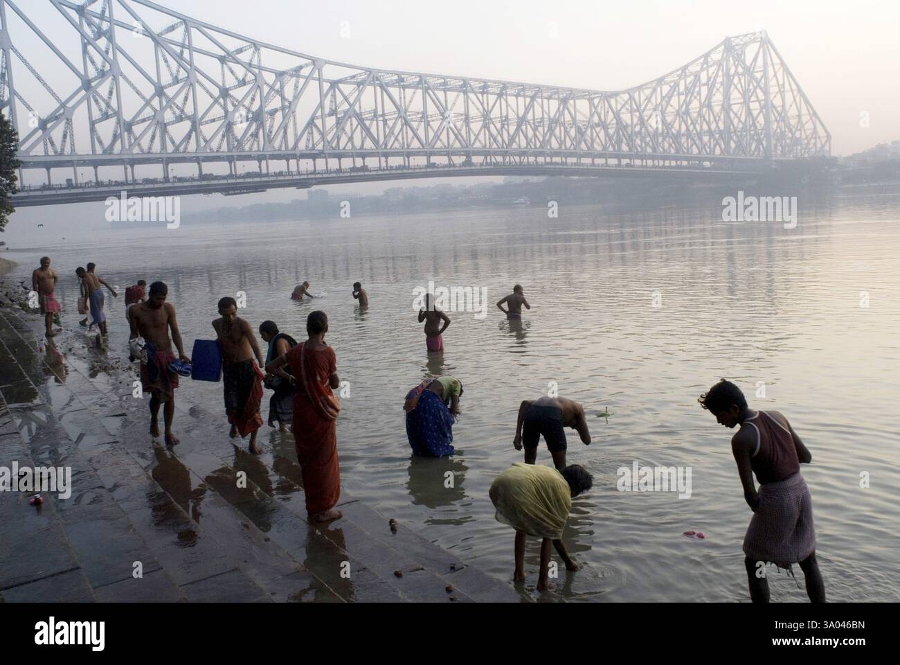 View of Howrah Bridge (Rabindra Setu) from Ghat On The River Hooghly A ...