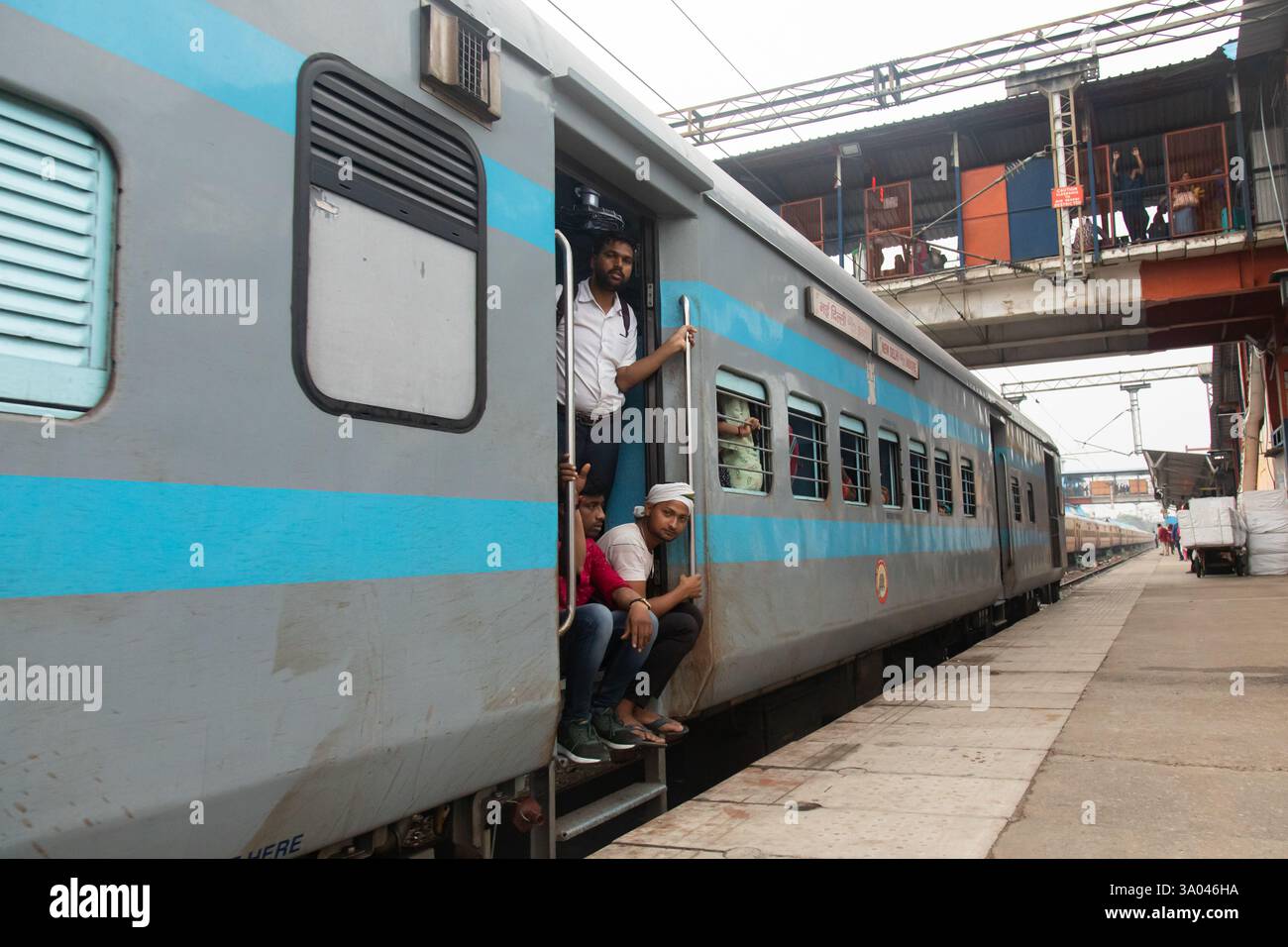 Delhi, India 8-15-2022: Busy train station with second class coaches ...