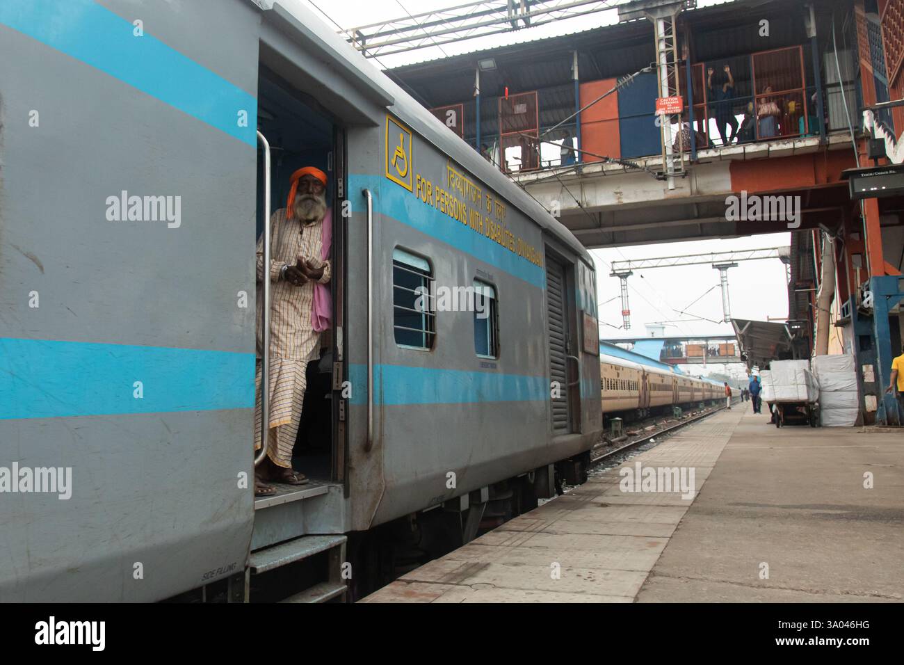 Delhi, India 8-15-2022: Busy train station with second class coaches ...