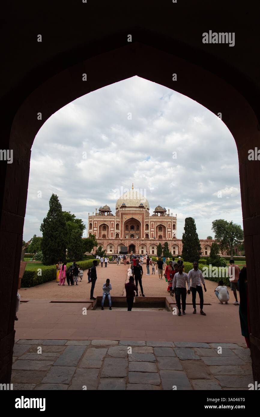 Delhi, India - 8-12-2022: Humayun's Tomb with tourists. Mughal ...