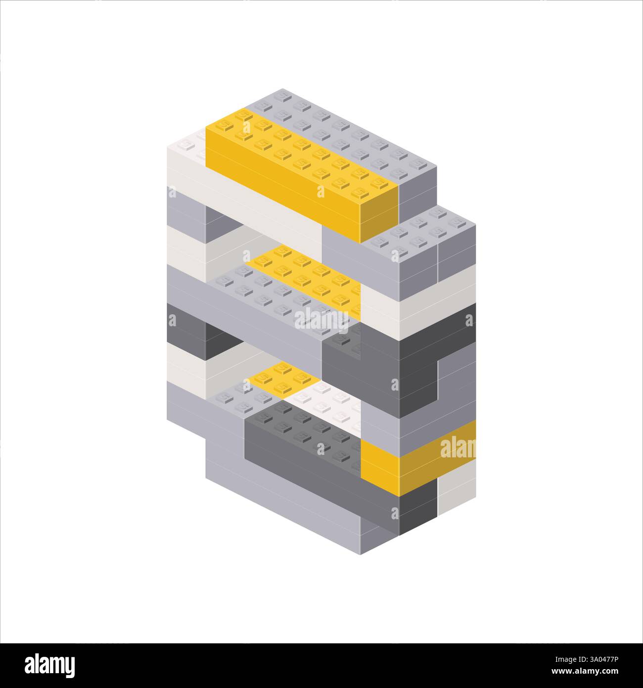 Number 8 in isometric view assembled from plastic blocks. Vector ...