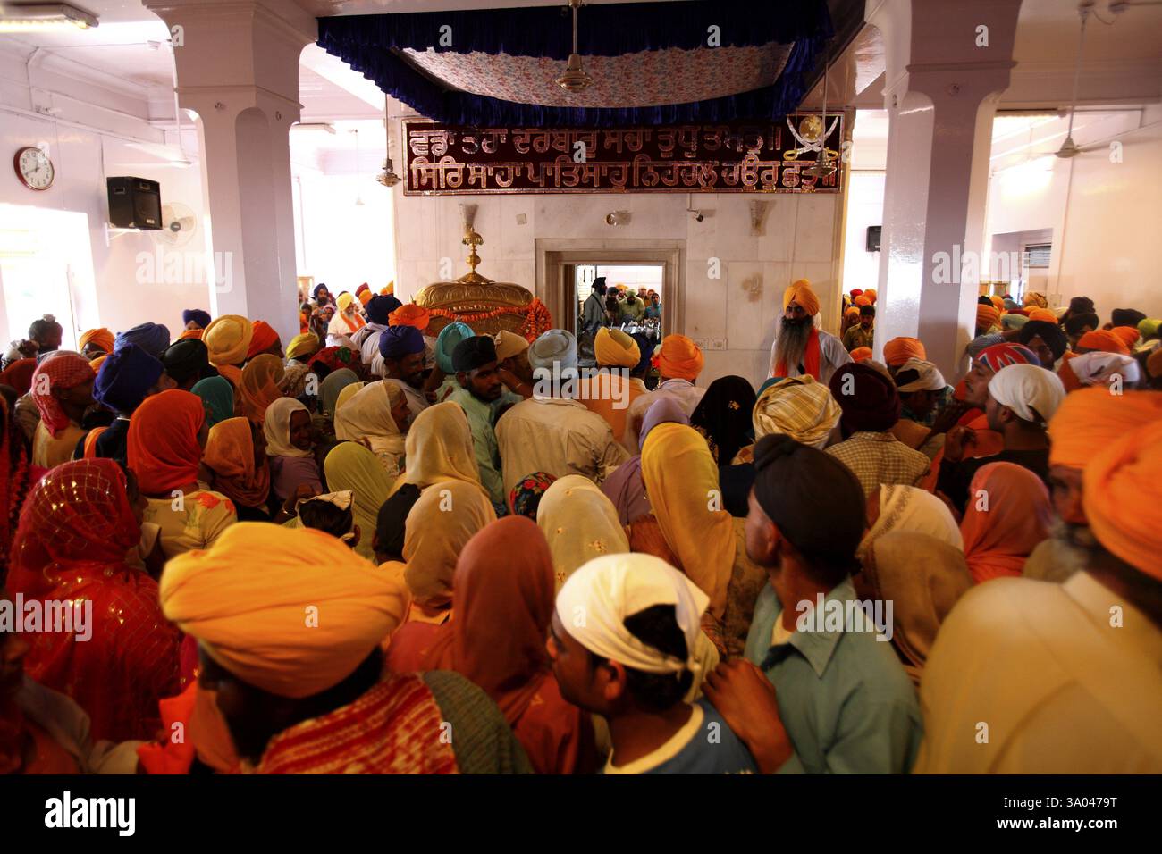 Devotees praying in Inside of Anandpur sahib Gurudwara in Rupnagar ...