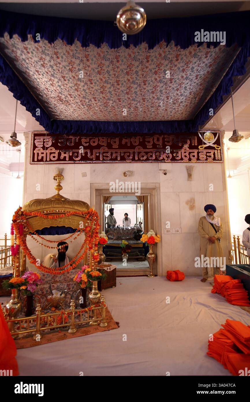 Inside view of Anandpur sahib Gurudwara situated in Rupnagar district in Punjab, India, Asia ...