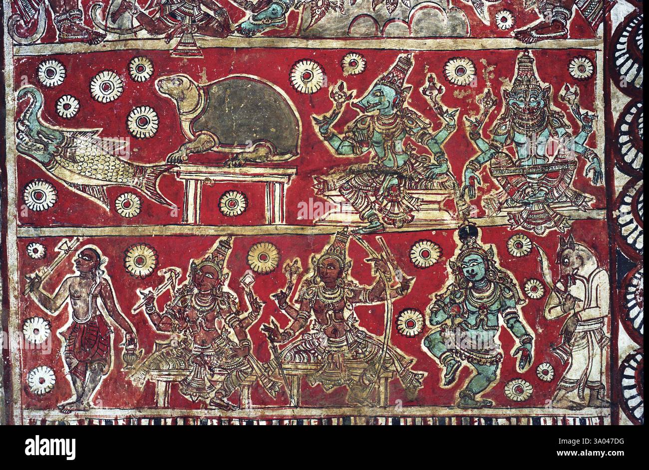 Ten avatars of vishnu seventeenth century mural in Narambunathaswamy ...