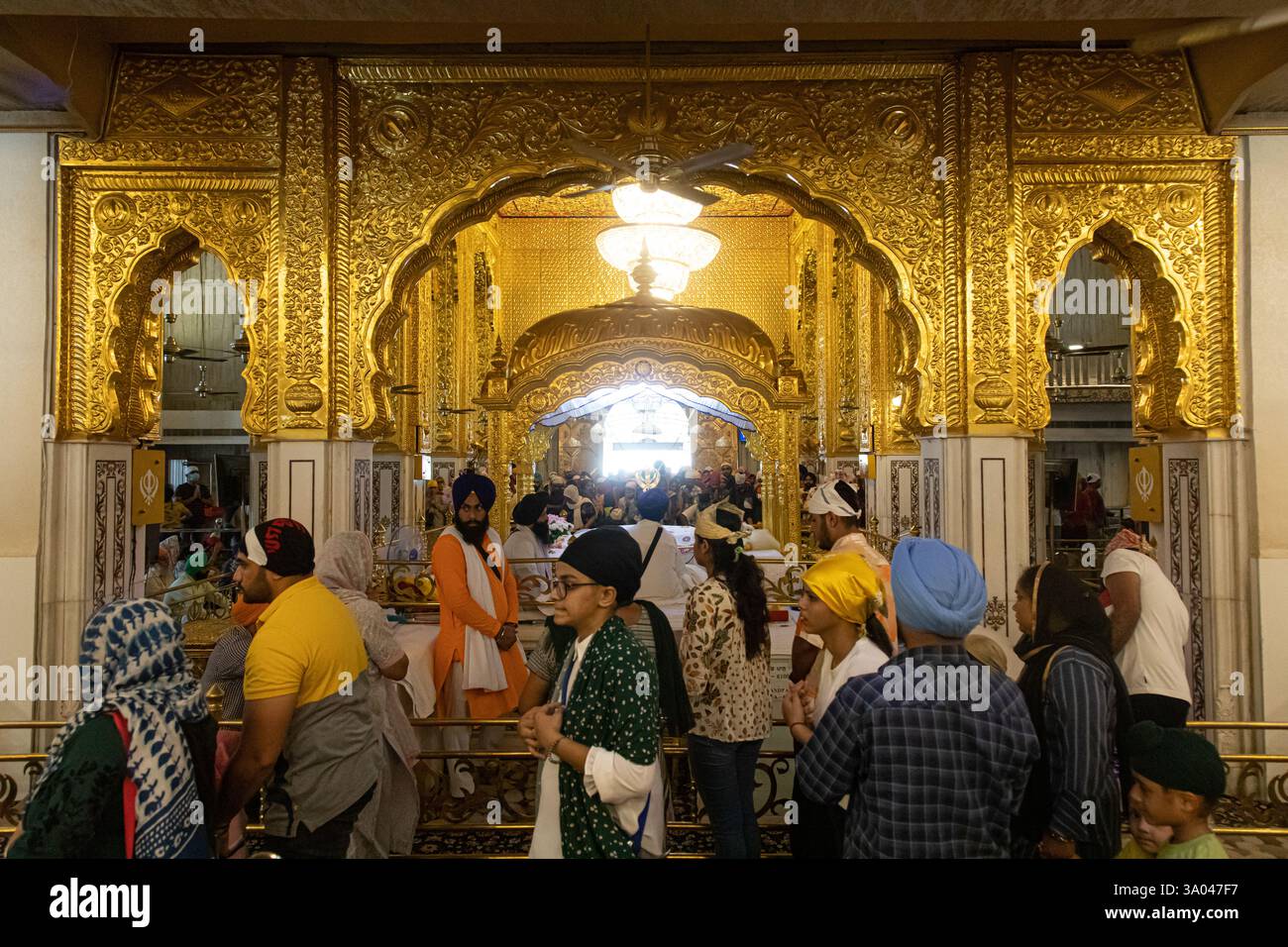 Delhi, India - 8-16-2022: pilgrims and tourists in Gurudwara Bangla ...
