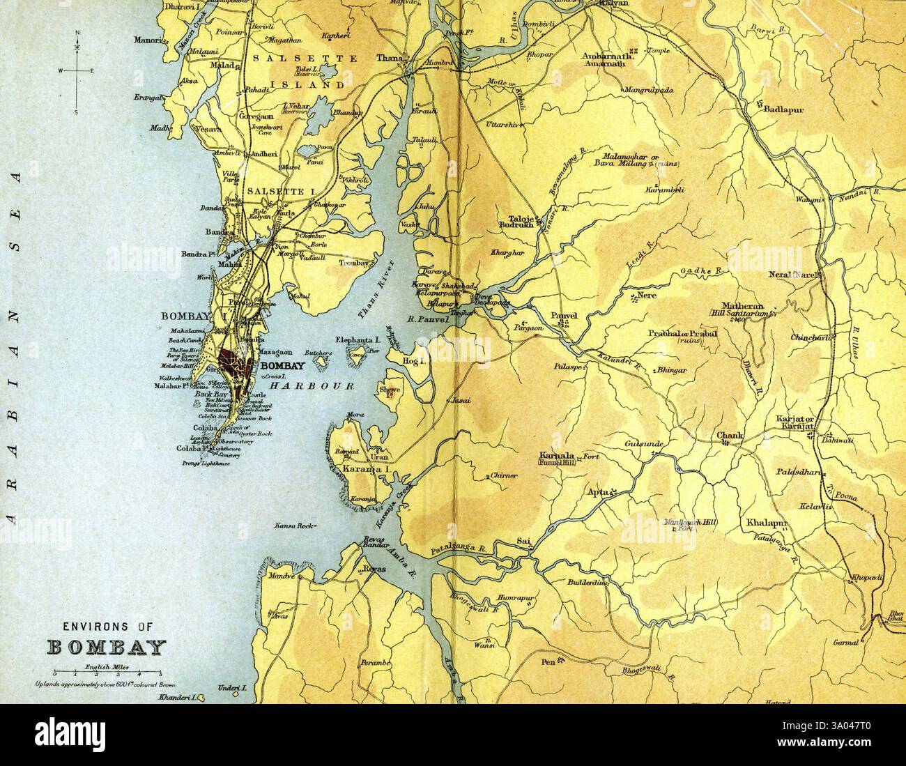 Bombay Map, environs of Bombay, Mumbai, Maharashtra, India, Asia Stock ...