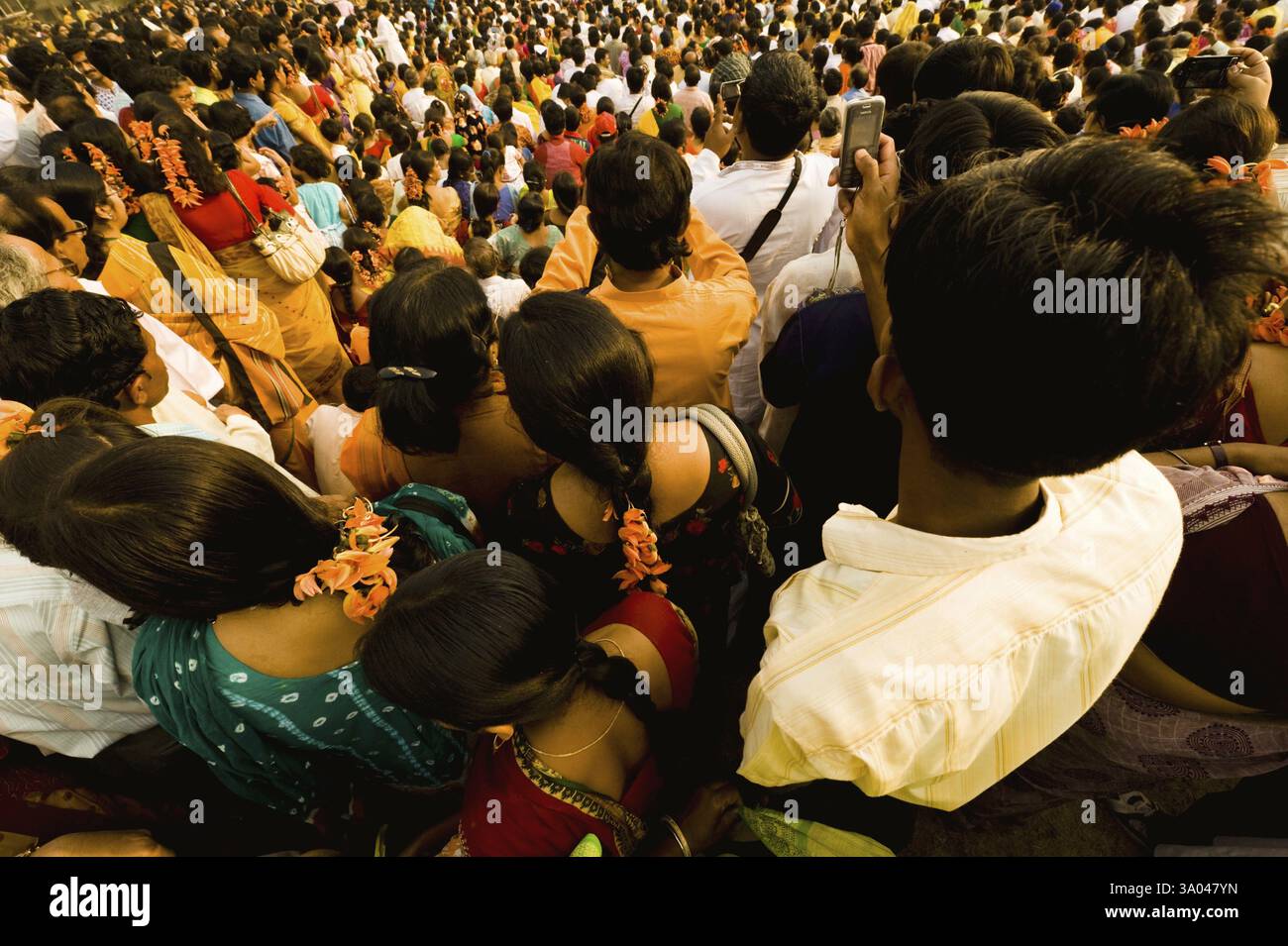 Spectators at Holi spring festival, Shantiniketan, Calcutta Kolkata ...