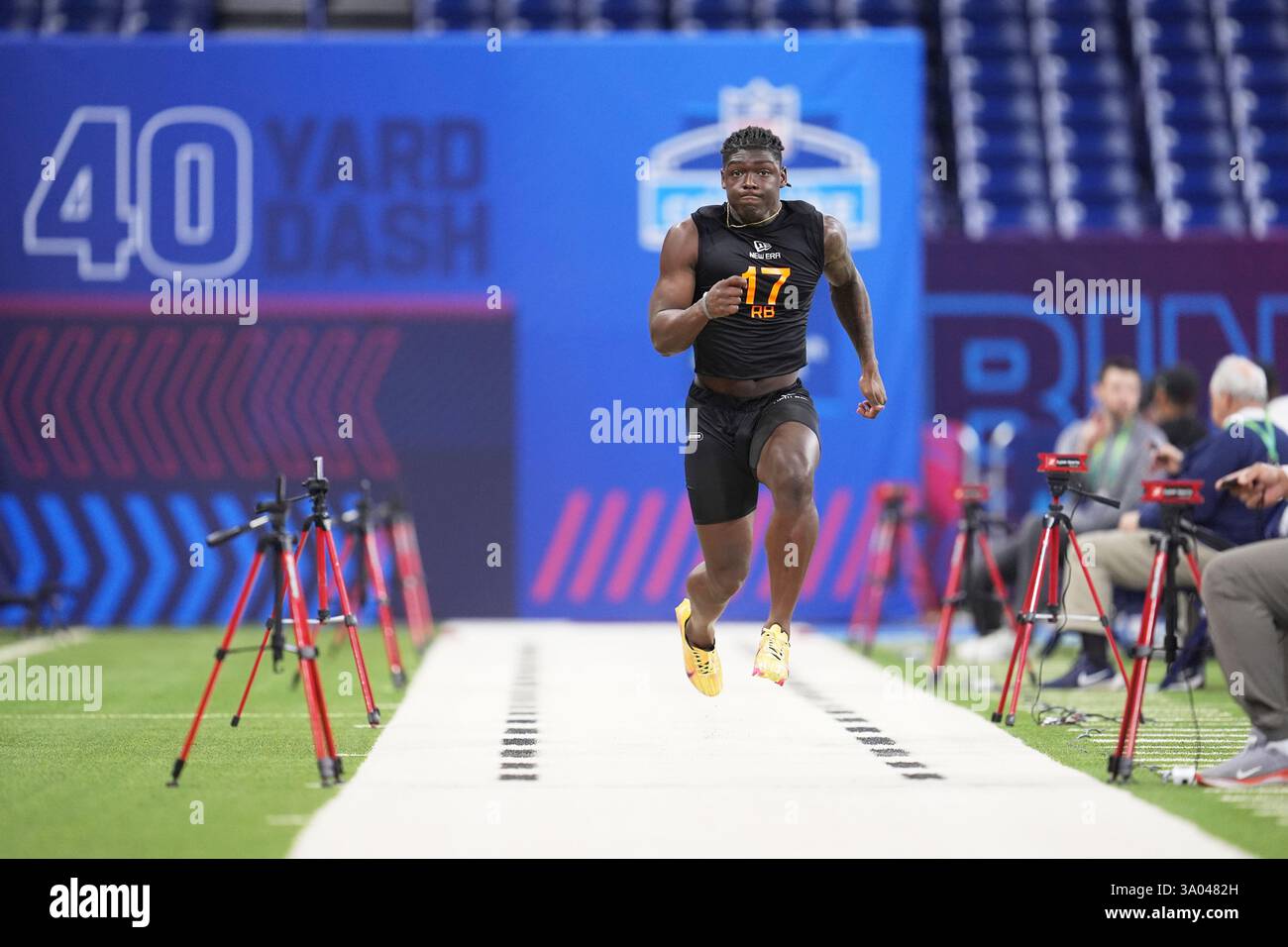 Florida running back Montrell Johnson Jr. runs the 40-yard dash at the ...