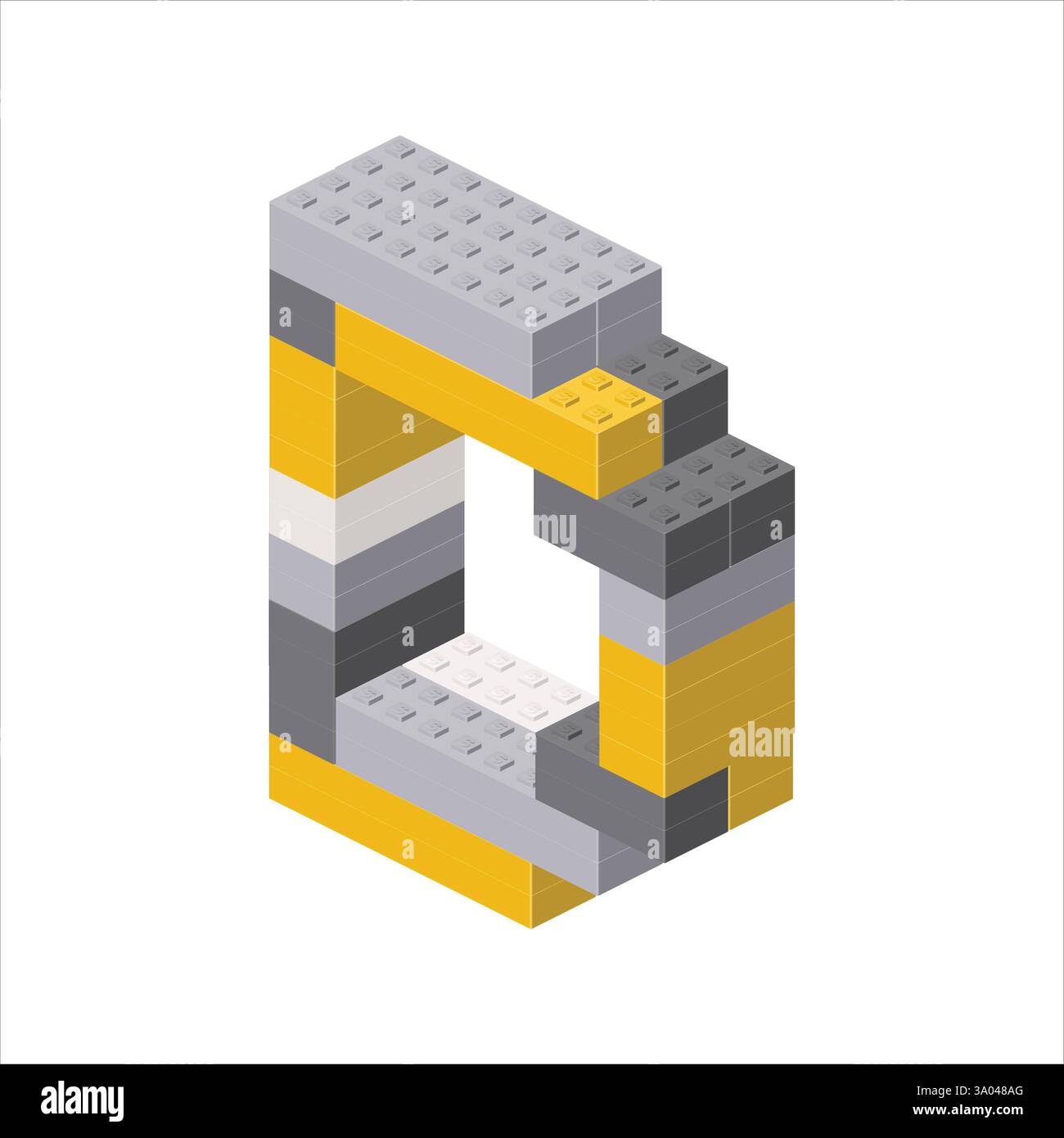 Letter D in isometric view assembled from plastic blocks. Vector ...