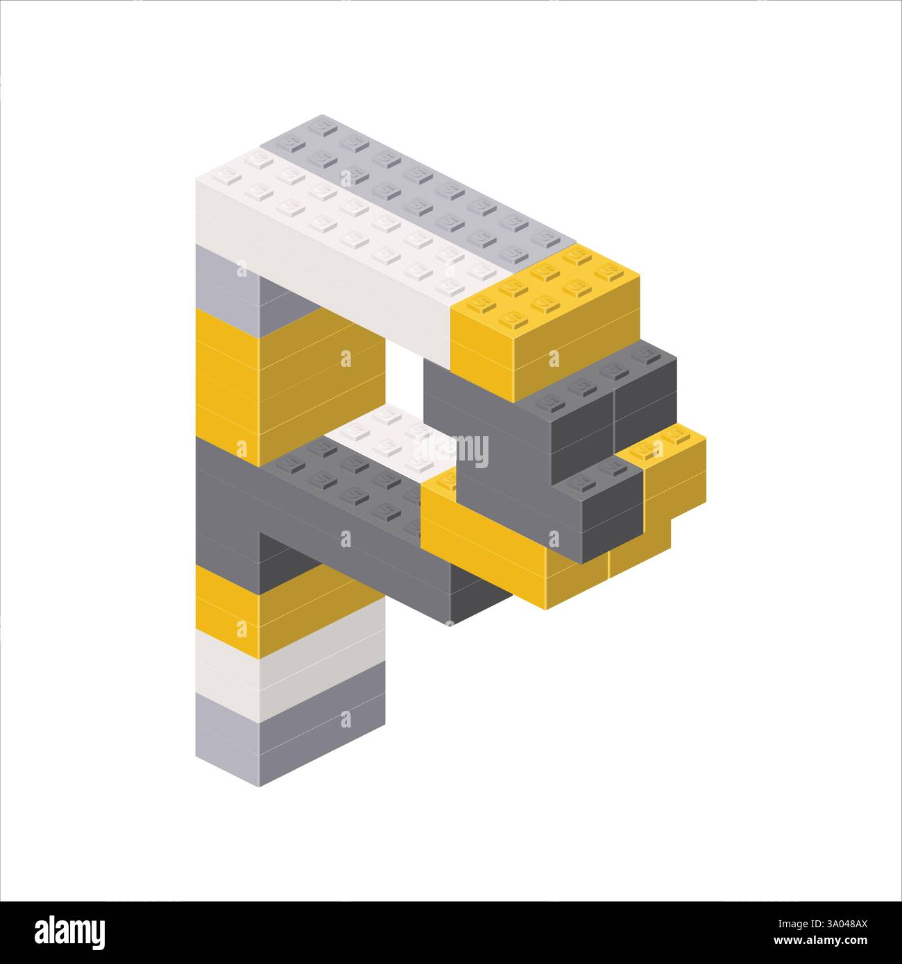 Letter P in isometric view assembled from plastic blocks. Vector ...
