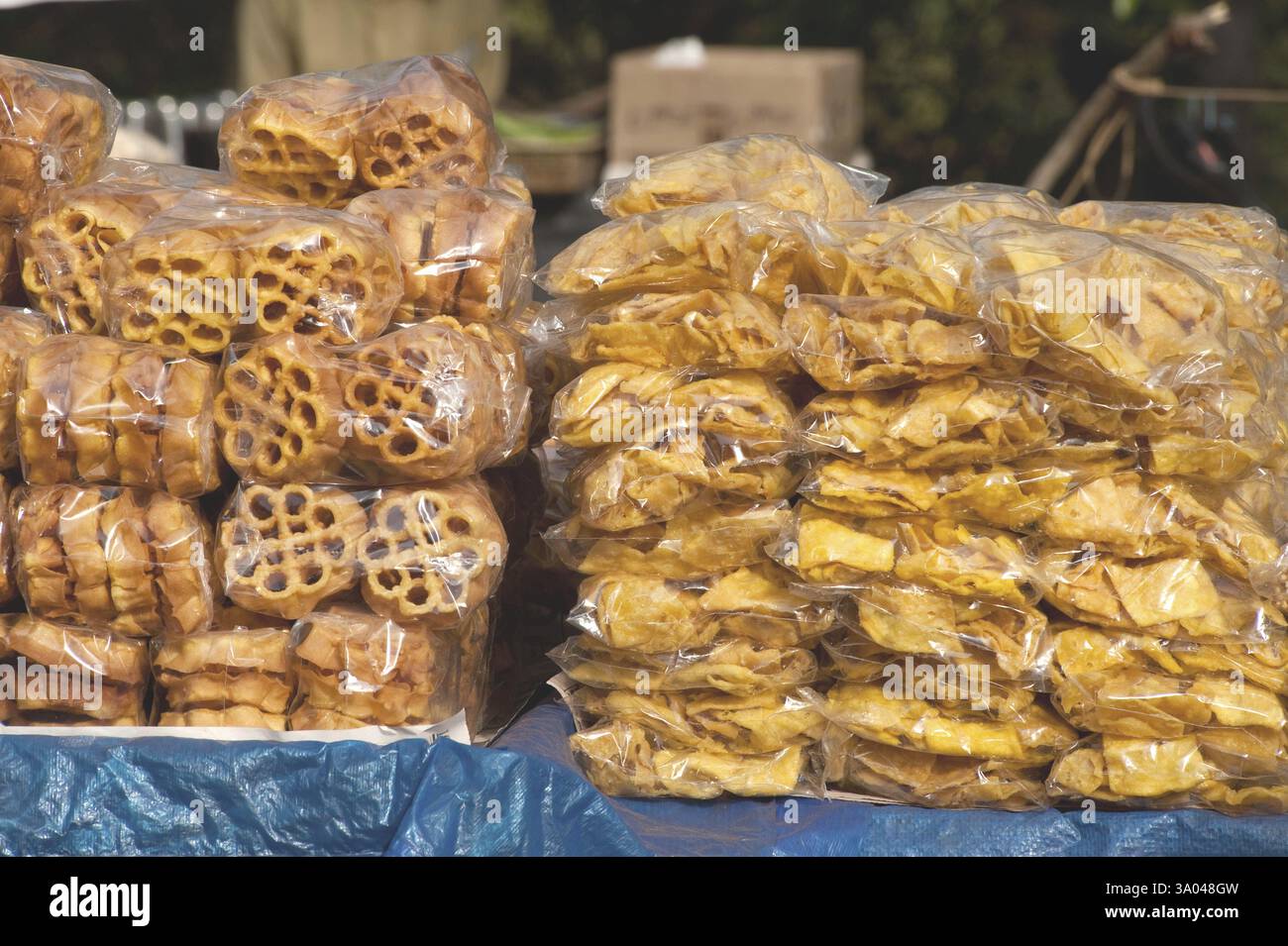 Spicy fried eatable packed in plastic bags, Nedumgolam, Quilon Kollam ...