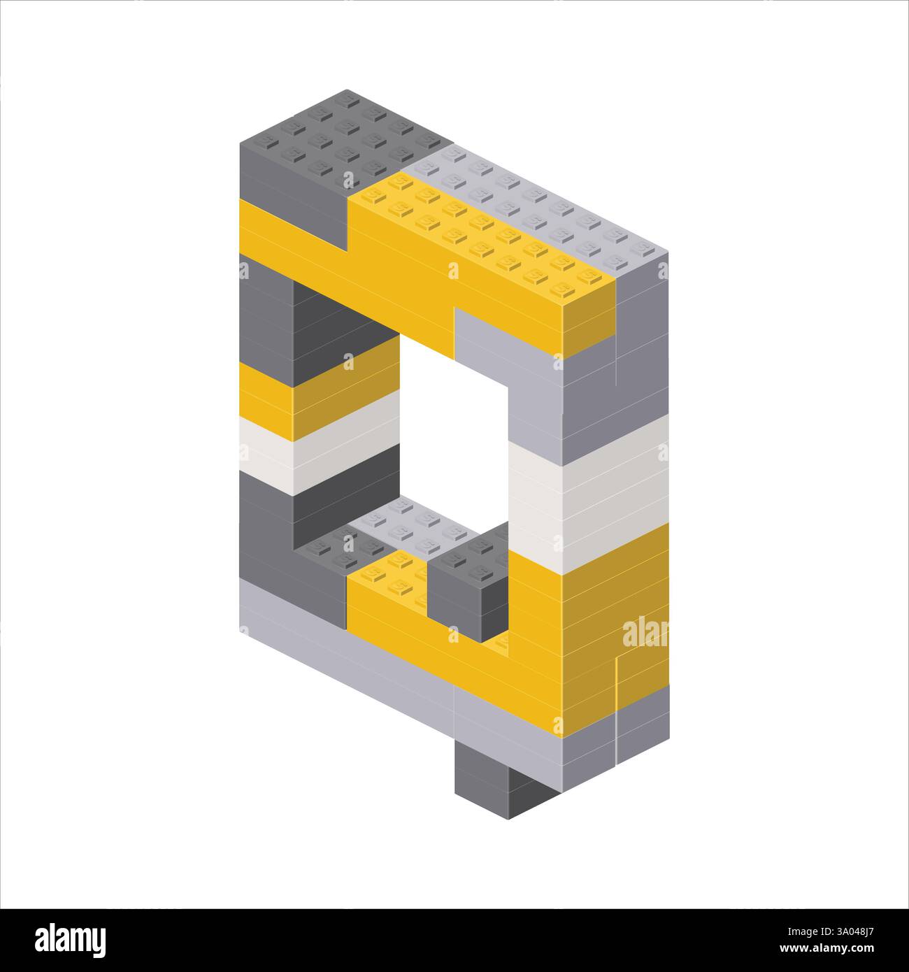 Letter Q in isometric view assembled from plastic blocks. Vector ...