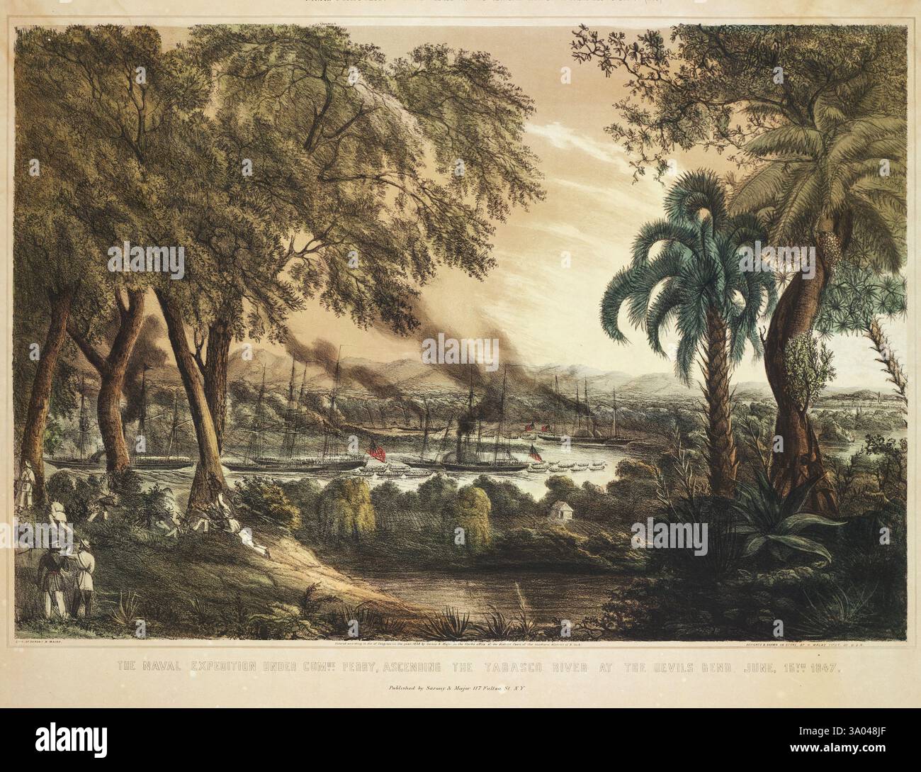 The Naval Expedition under Commander Matthew C. Perry, ascending the ...