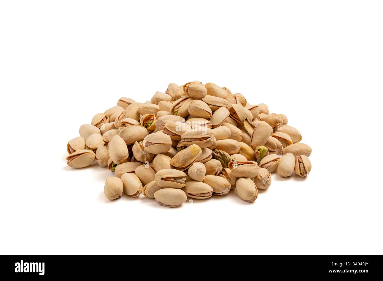 A pile of white peanuts. The peanuts are small and round. They are ...