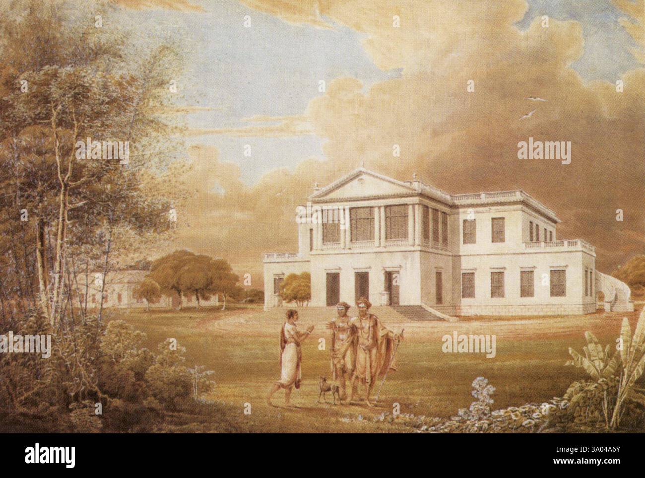 Holy men outside Sir Thomas Strange's House 1811, India, Asia Stock ...