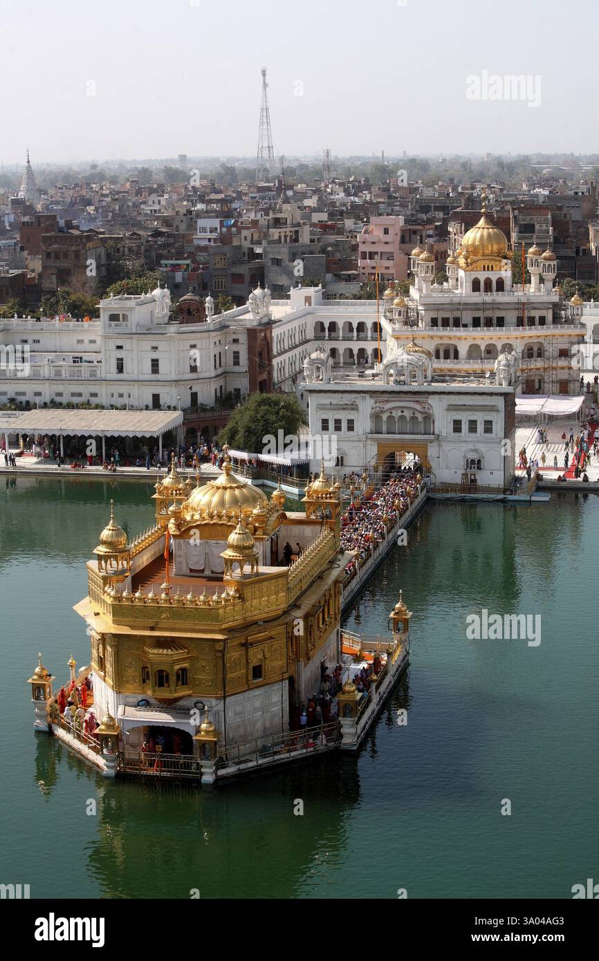 Aerial view of Harmandir Sahib or Darbar Sahib or Golden temple in ...