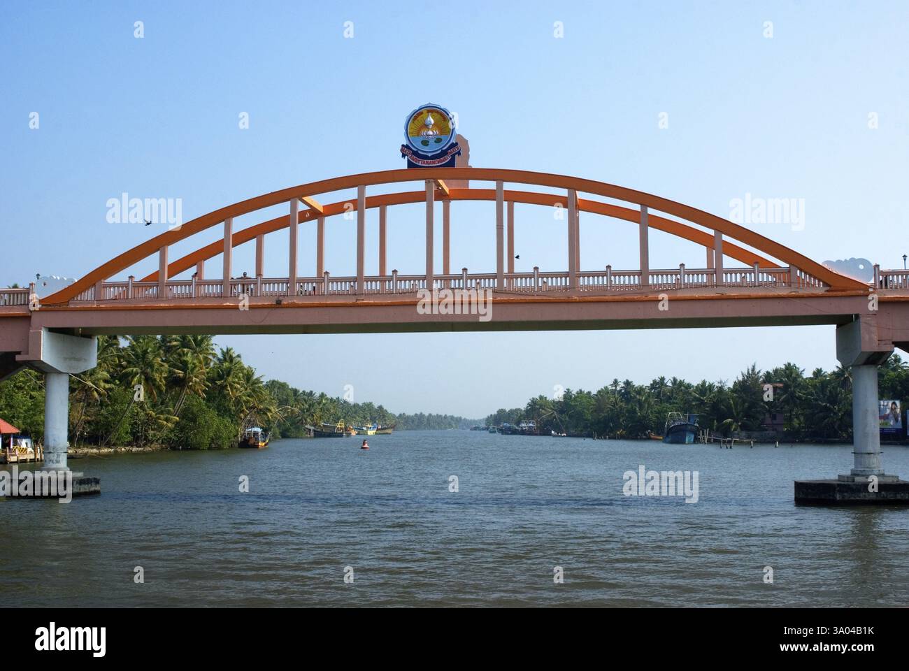 Bridge on ashtamudi river, Kollam, Alleppey, Kerala, India, Asia Stock ...